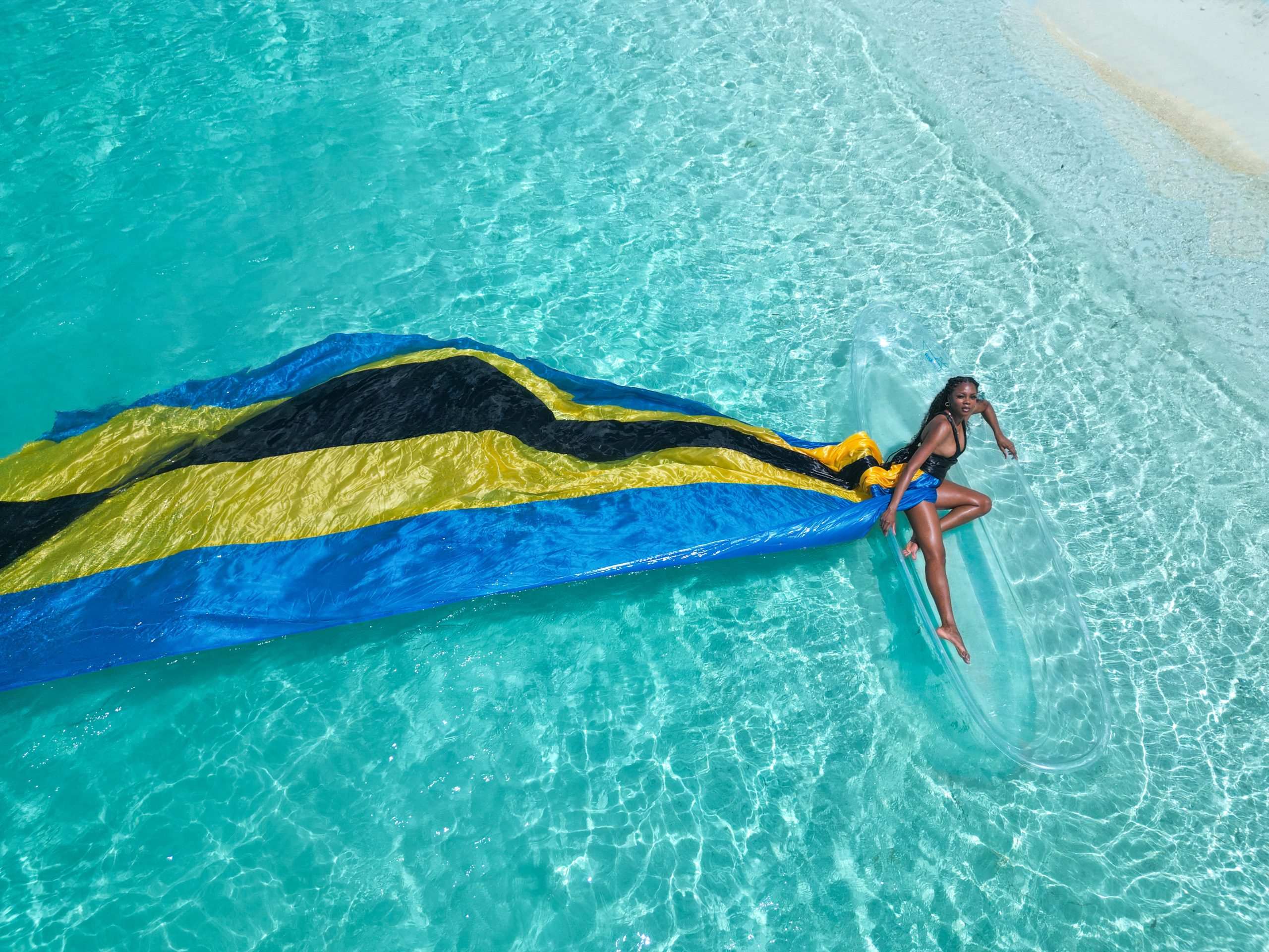 Clear Kayak Floating Dress Photoshoot in Nassau, Bahamas - Open Water Tours